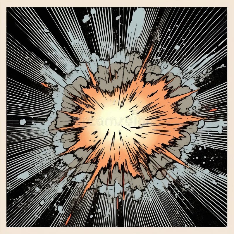 Retro Pop Art Explosion: Gray Comic Book Style Supernova Stock ...