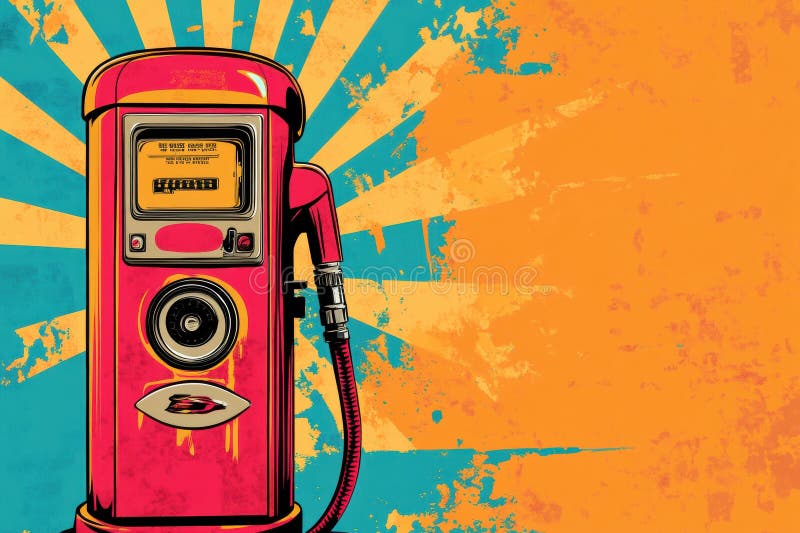 Retro Pop-art Inspired Gas Pump Display Featuring Bold Colors and Comic ...
