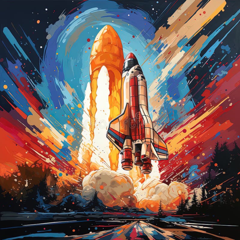 Pop Art, Rocket Launch Illustration Stock Illustration - Illustration ...