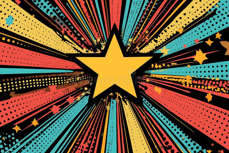 Retro Pop Art Starburst Background Colorful Rays, Comic Book Style ...