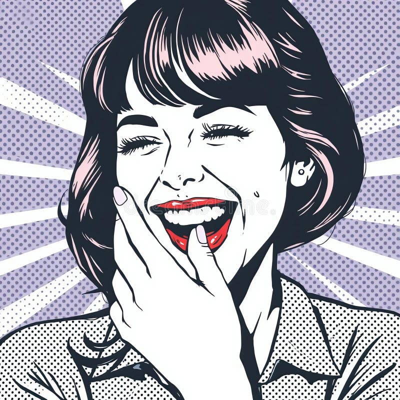 Retro Pop Art Woman Laughing in Comic Illustration Stock Illustration ...
