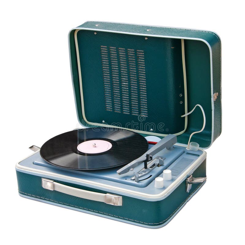 Retro portable turntable stock photo. Image of media - 16384264