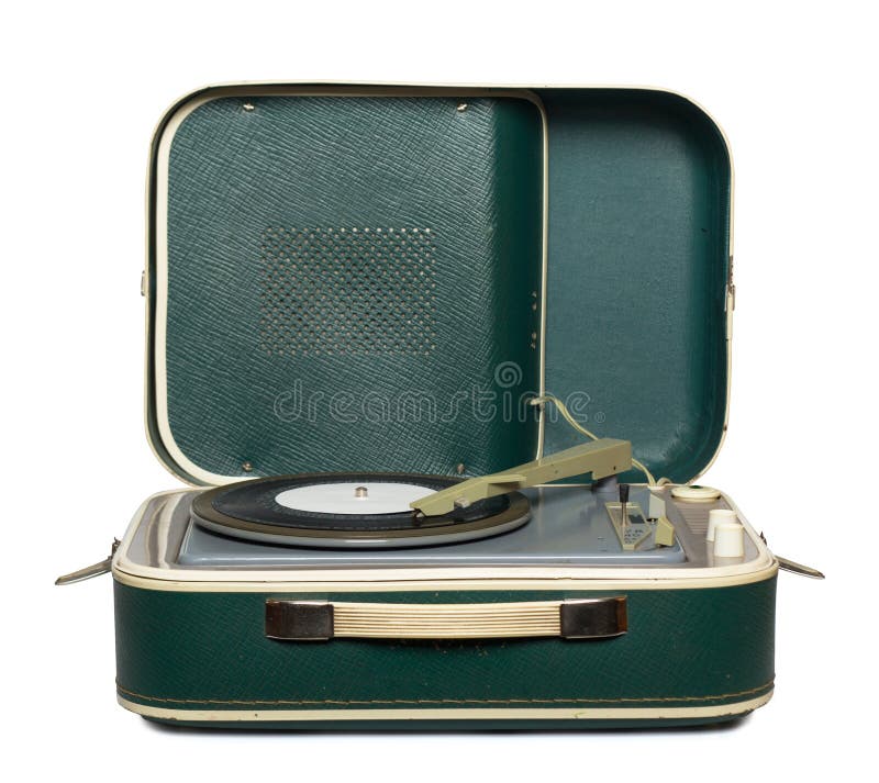 Retro portable turntable stock photo. Image of media - 16384264