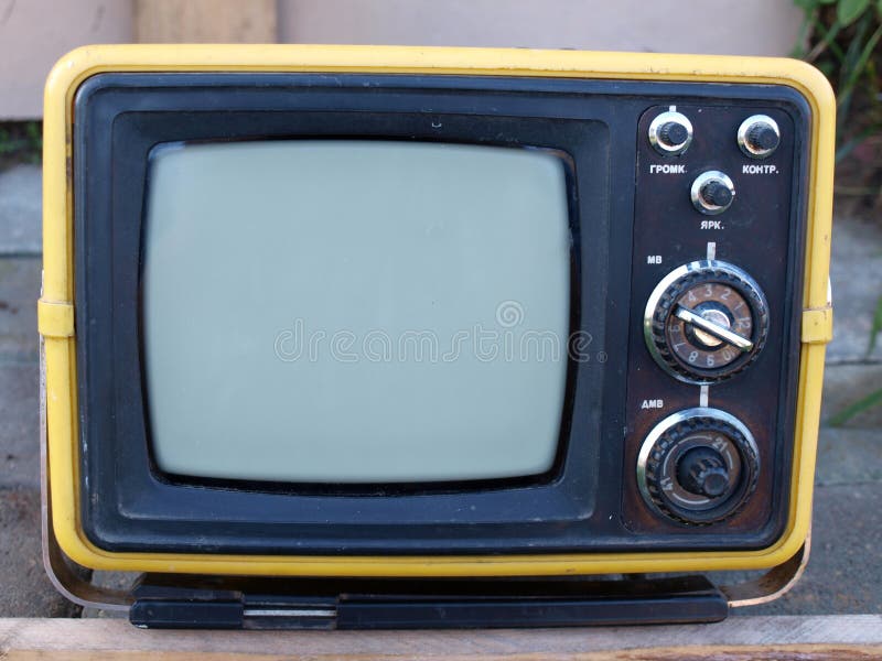 Retro portable TV stock image. Image of isolated, yellow - 11505739
