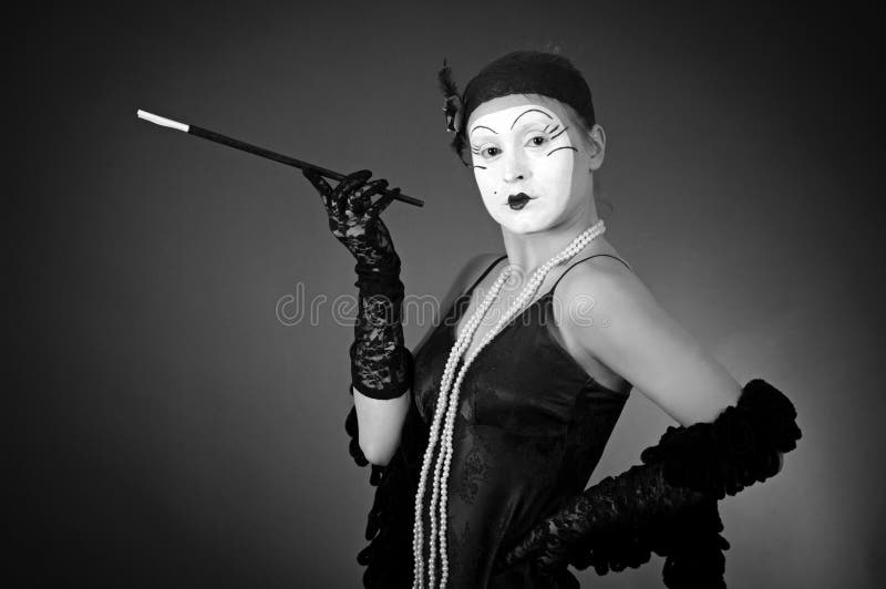 Retro portrait of mime stock photo. Image of people, circus - 30739754