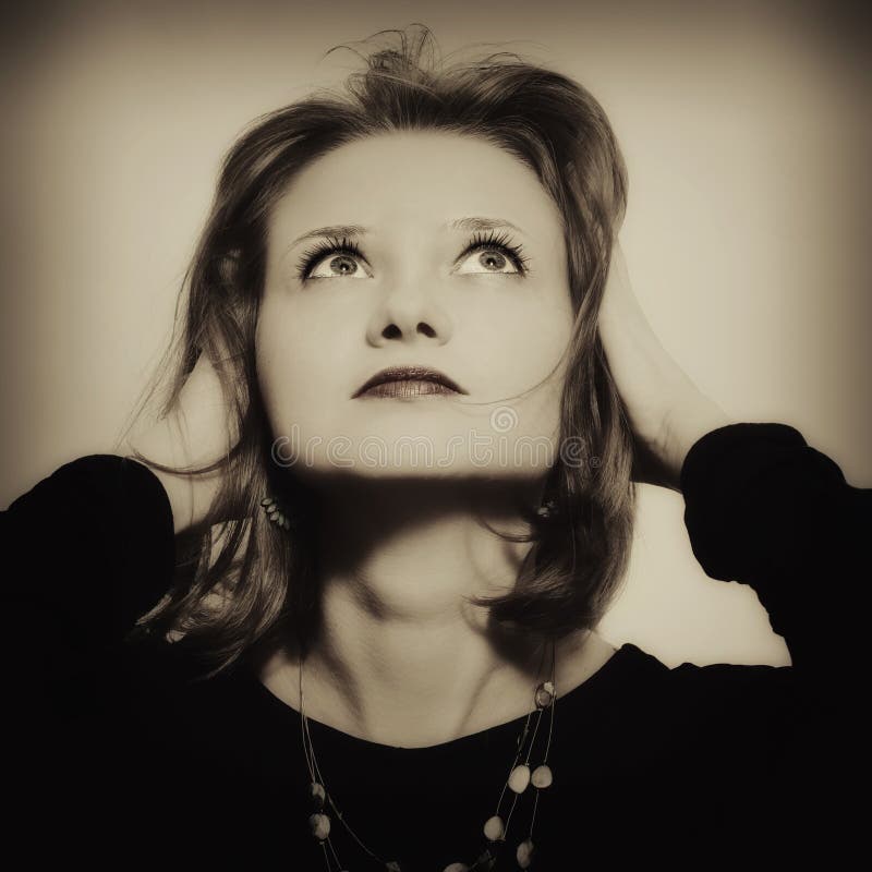 Retro Portrait of Young Beautiful Woman Stock Image - Image of movement ...