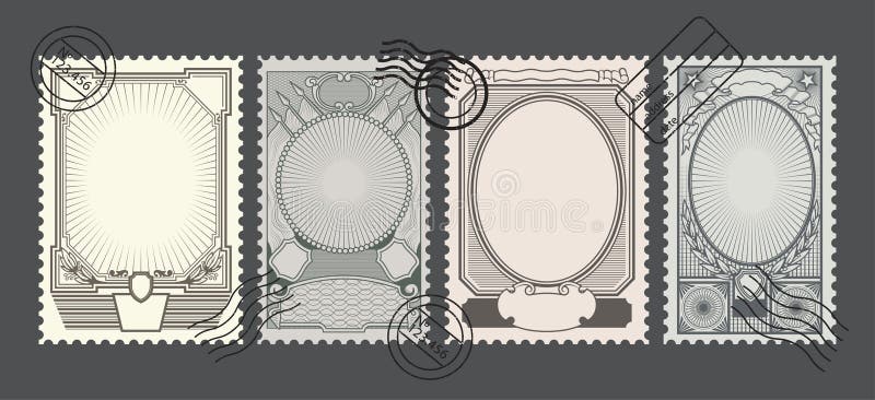 Retro Postage Stamps Backgrounds Stock Illustration - Illustration of ...