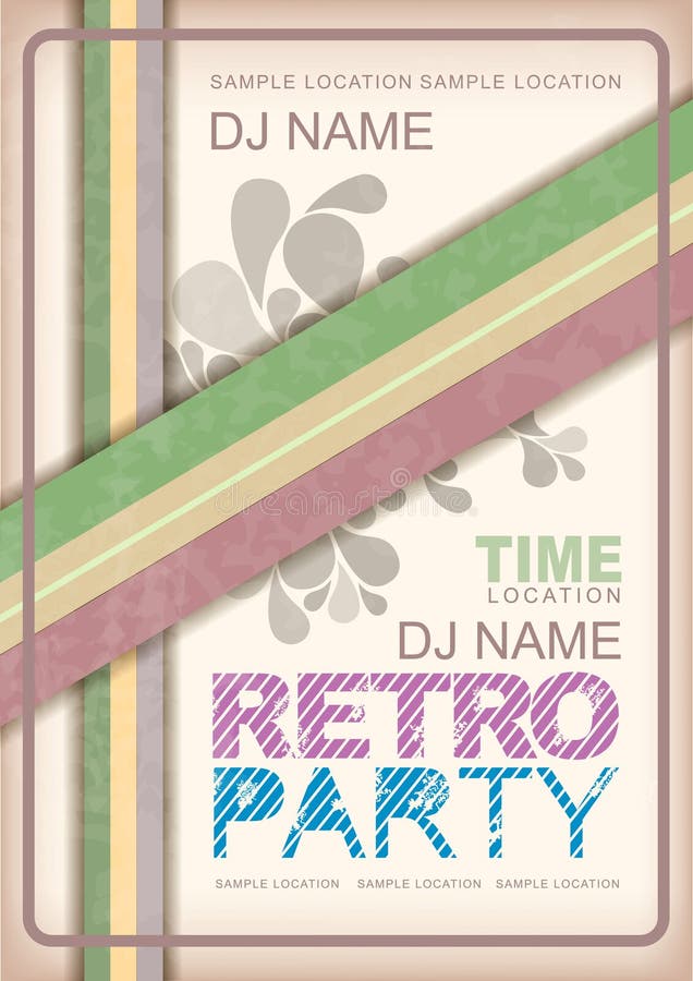 Retro Party Poster Design Template Stock Vector - Illustration of flyer ...