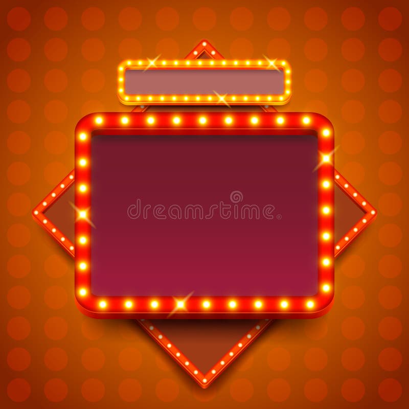 Retro Poster with Neon Lights Square Board Stock Vector - Illustration ...