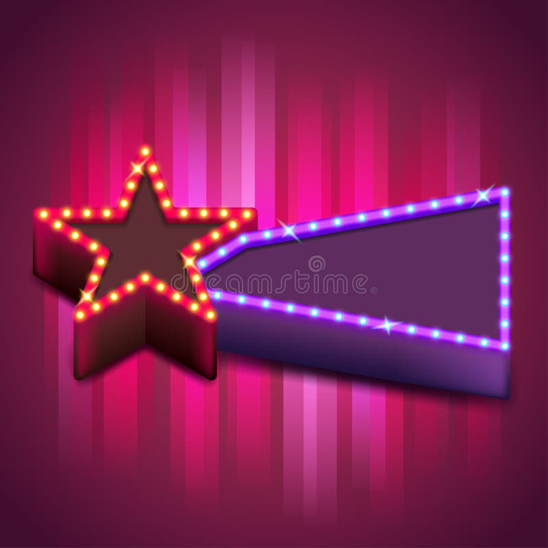 Neon at Star stock vector. Illustration of cinema, advertise - 9365061