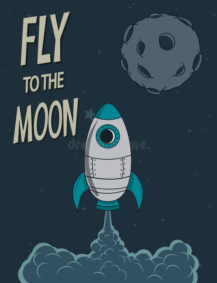 Vintage Poster Rocket Fly To Moon Stock Illustrations – 21 Vintage ...