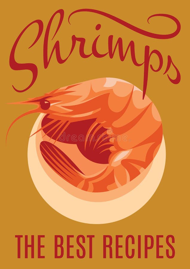 Retro Poster with Shrimp for Restaurants Stock Vector - Illustration of ...