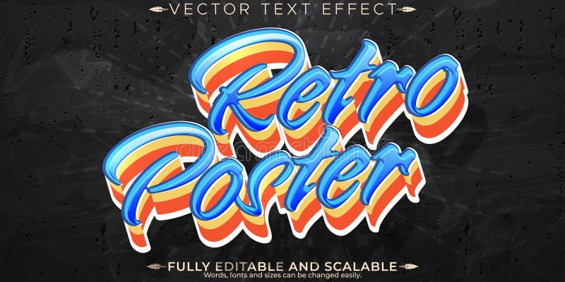 Retro Poster Text Effect, Editable Vintage and 80s Text Style Stock ...