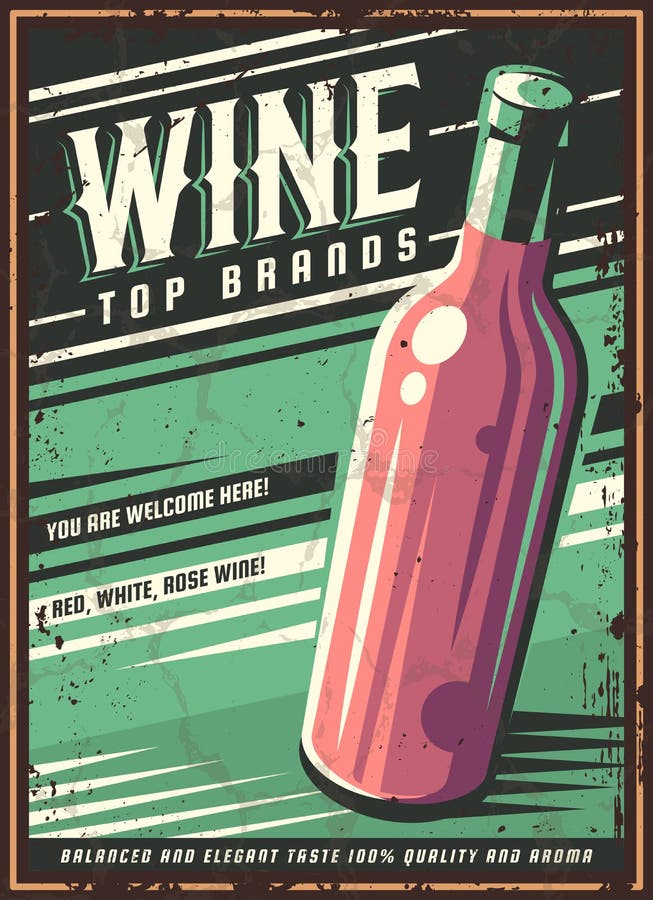 Retro poster wine. stock vector. Illustration of alcohol - 165471279