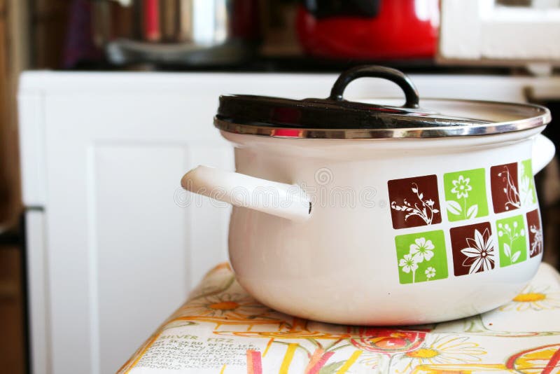Retro Pot with Food in the Kitchen Stock Photo - Image of retro ...