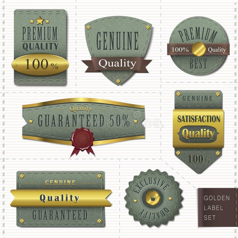 Retro Premium Quality Golden Labels Collection Stock Vector ...