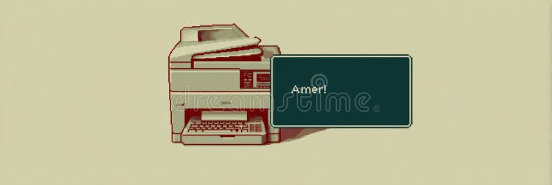 Paper Jam Alert Displayed on Retro Printer with Clean Right Side ...