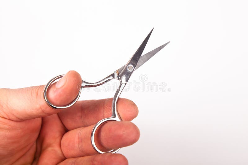 Retro Professional Small Tailor Scissors Hand Isolated White Background ...
