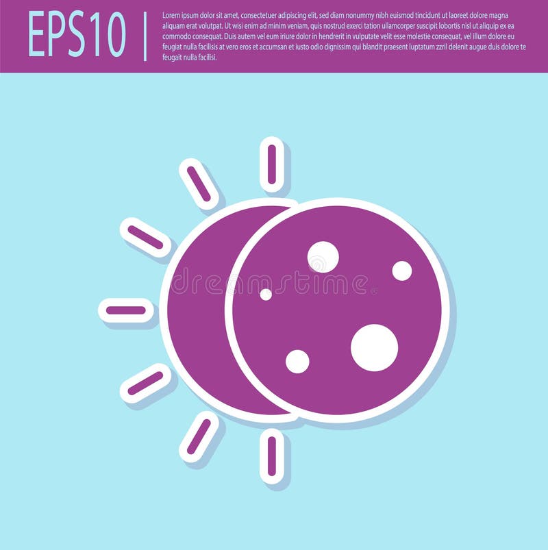 Sun Eclipse Purple Color Fire Dark Background Vector Moon Design Style ...