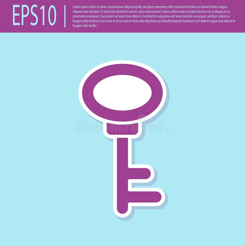 Retro Purple House Key Icon Isolated on Turquoise Background. Vector ...