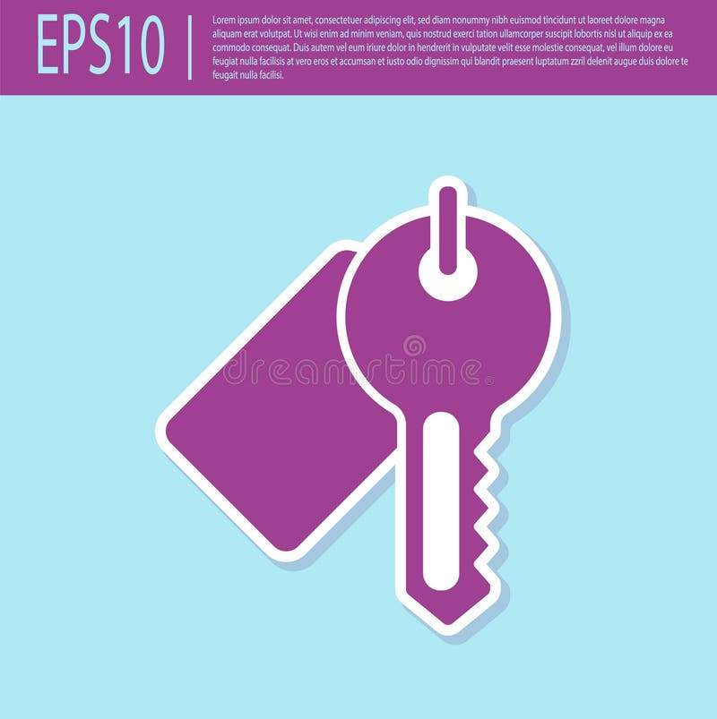 Retro Purple Marked Key Icon Isolated on Turquoise Background. Vector ...