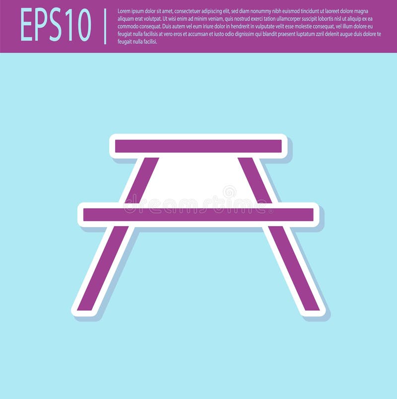 Purple Picnic Table with Benches on Either Side of the Table Icon ...