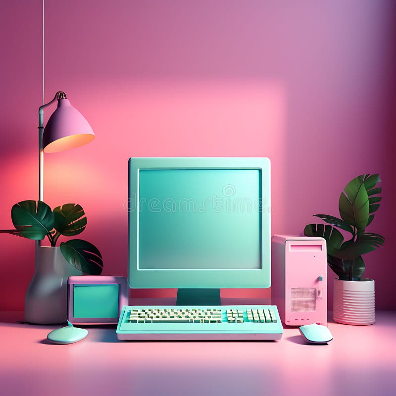 Retro Radiance: 3D Rendering of an Old Desktop PC with a Blank Screen ...