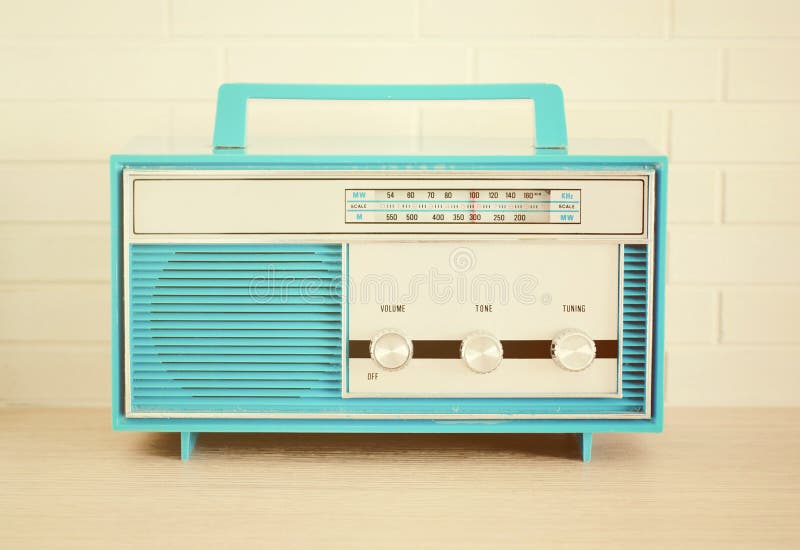 Classic Blue Retro Radio Isolated Stock Photo - Image of styled, style ...