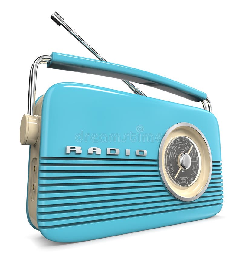 Retro radio in blue stock illustration. Illustration of white - 75815779