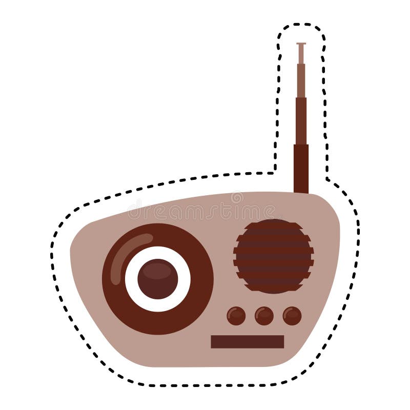 Retro Radio Device Isolated Icon Stock Illustration - Illustration of ...