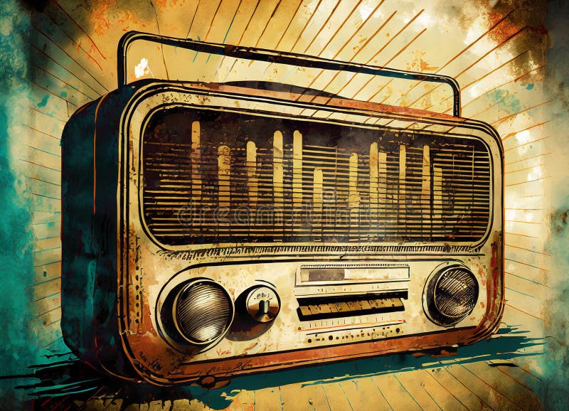 Retro Radio stock illustration. Illustration of frame - 296949410