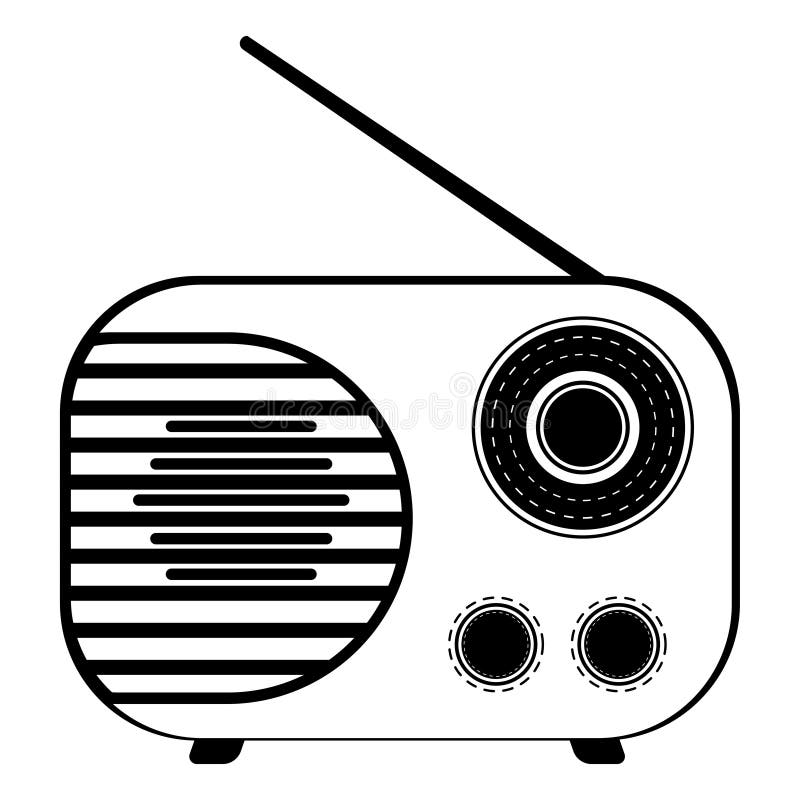 Retro radio line art stock vector. Illustration of sign - 210809253