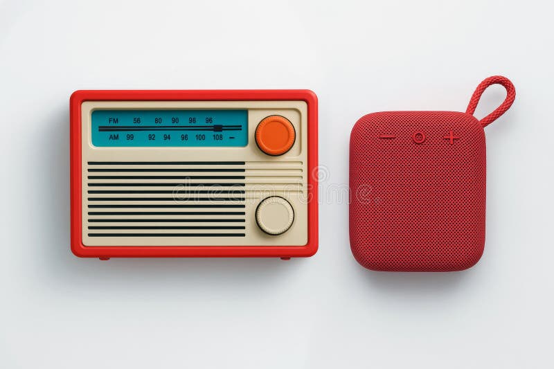Retro Radio and Modern Bluetooth Speaker Comparison Stock Illustration ...