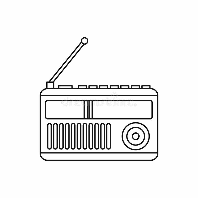 Retro Radio Receiver Icon, Outline Style Stock Vector - Illustration of ...