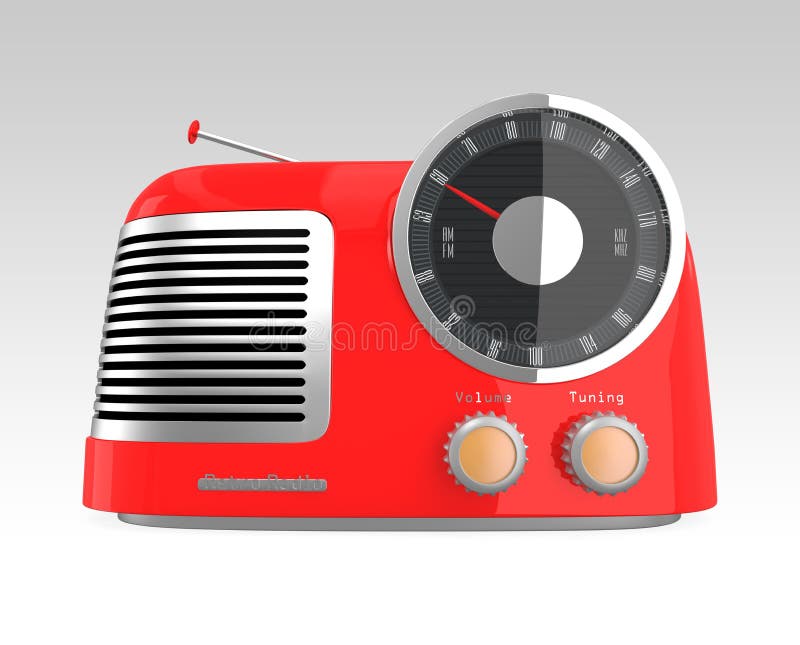 Radio rossa stile retrò illustrazione di stock. Illustrazione di ...