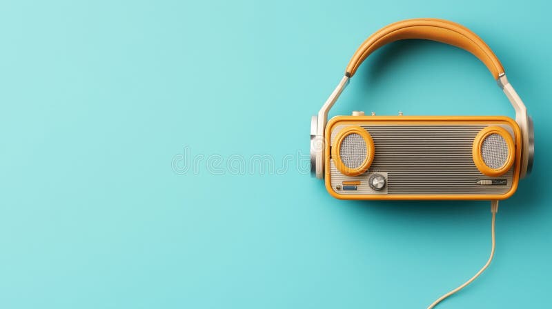Retro Radio on Vibrant Blue Stock Image - Image of music, speaker ...