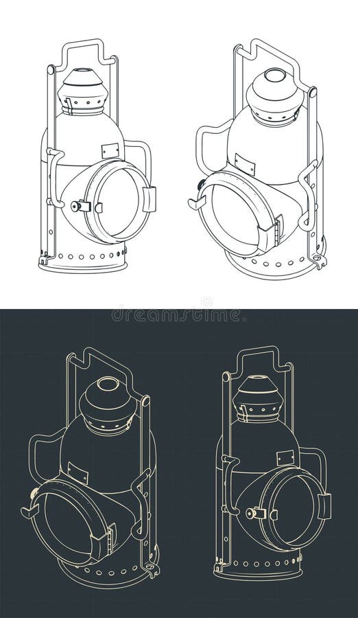 Retro Railway Signal Lamp Blueprints Stock Vector - Illustration of ...