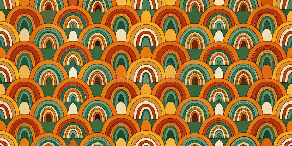 Retro Rainbow Arch Pattern Design for Textile and Decor. Generative AI ...