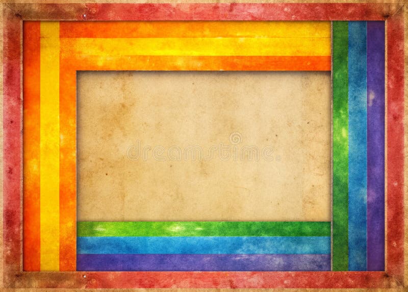 Retro Rainbow Stripe Brush Frame a Vibrant Rectangular Design Element ...