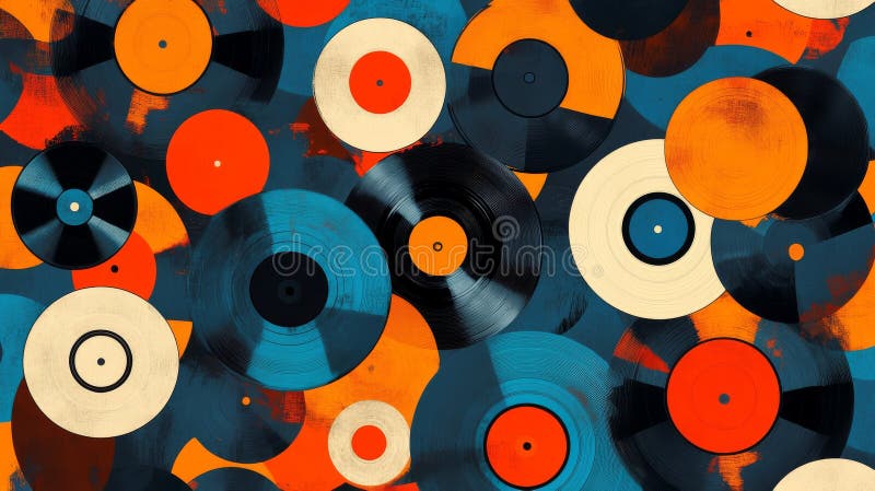 Retro Record Pattern with Seamless Musical Design for Disco Themed ...