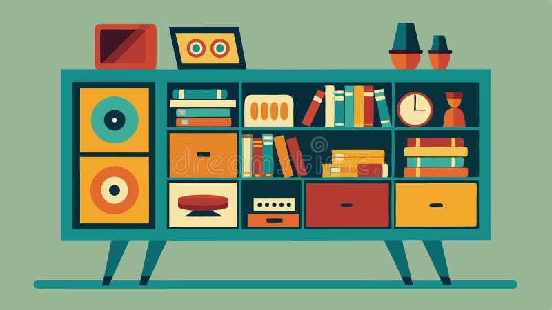 A Retro Record Storage Unit with a Modern Twist Featuring Shelves and ...