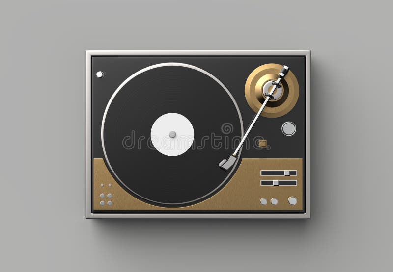 Retro Record - Vinyl Player Isolated on Gray Background.3D Illus Stock ...