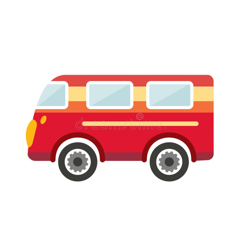 Retro Red Bus, Holiday Van. Cartoon Illustration. Vector Stock Vector ...