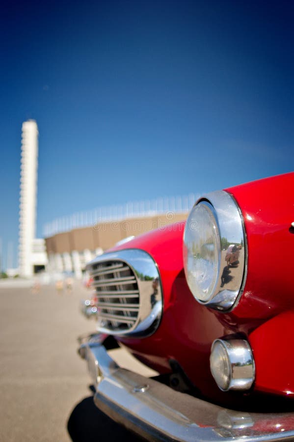 Retro Red Car stock photo. Image of driving, field, business - 3223722