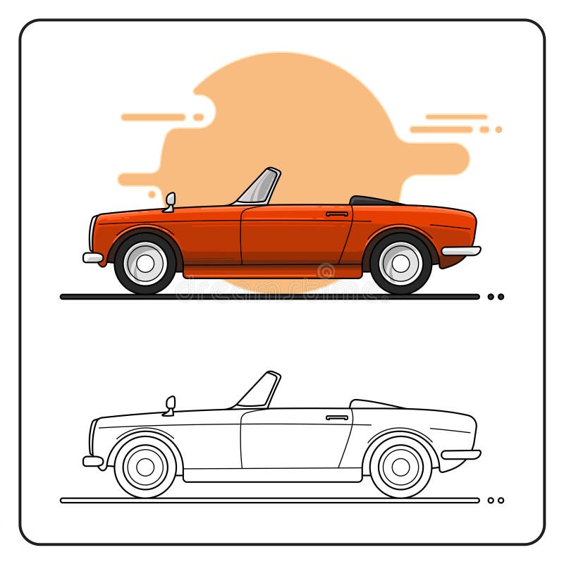 Retro Red Car Side View Easy Editable Stock Vector - Illustration of ...