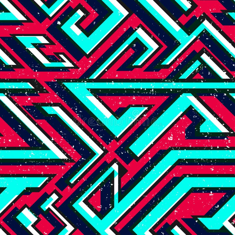 Retro Red Color Seamless Pattern with Grunge Effect Stock Vector ...