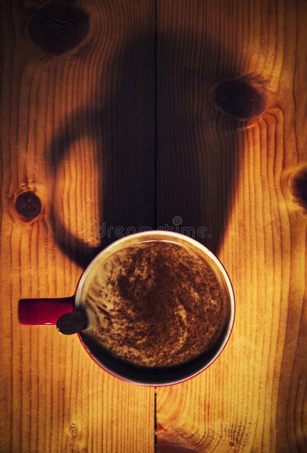 Retro Red Cup of Coffee with Shadow Stock Image - Image of plate ...