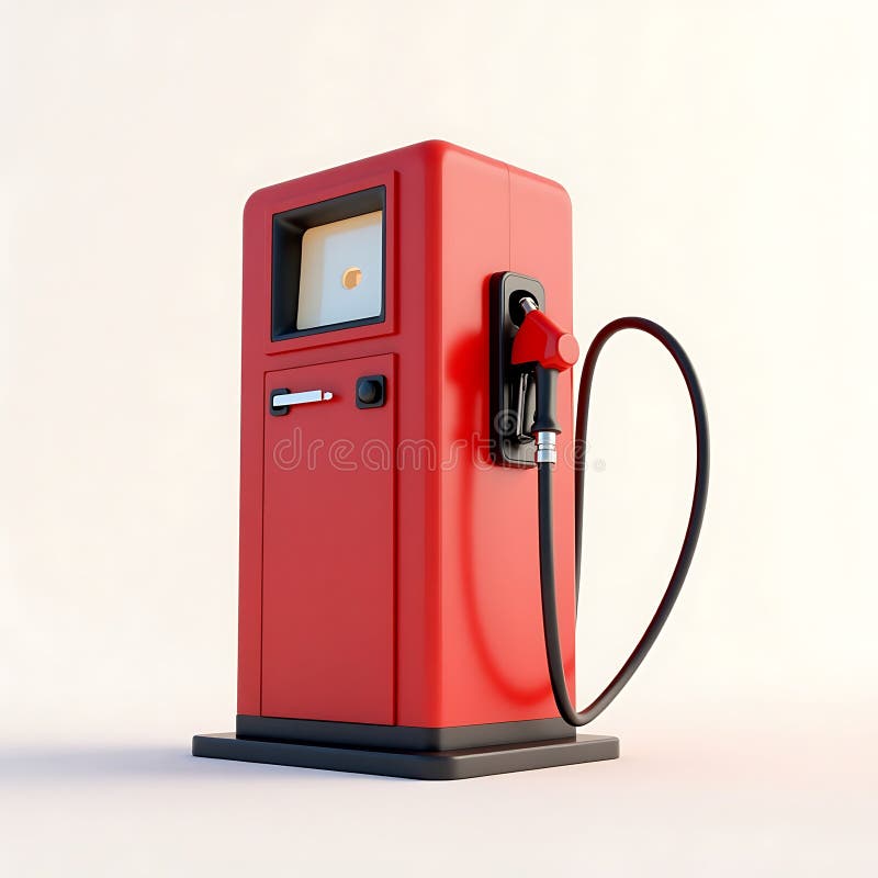 Retro Red Gas Pump Simple Design White Background Stock Illustration ...
