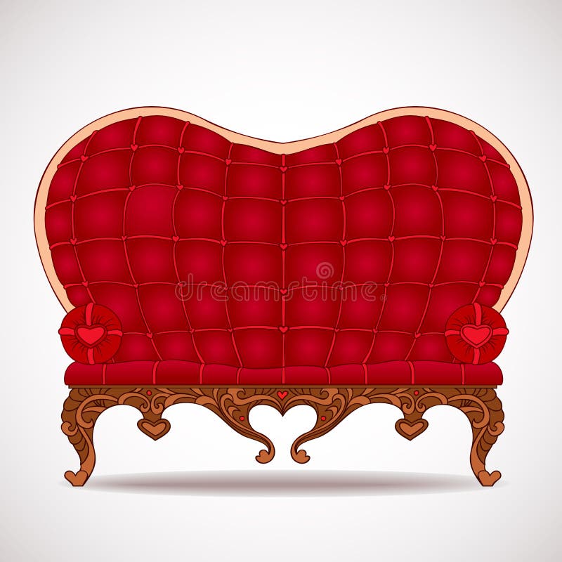 Retro Red Leather Sofa Heart-shaped Stock Vector - Illustration of ...