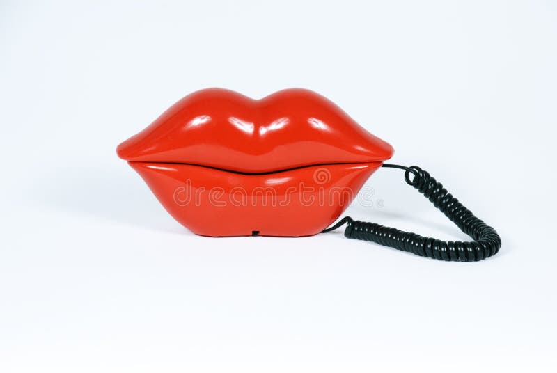 Retro Red Lip Phone Front stock photo. Image of receiver - 7287898
